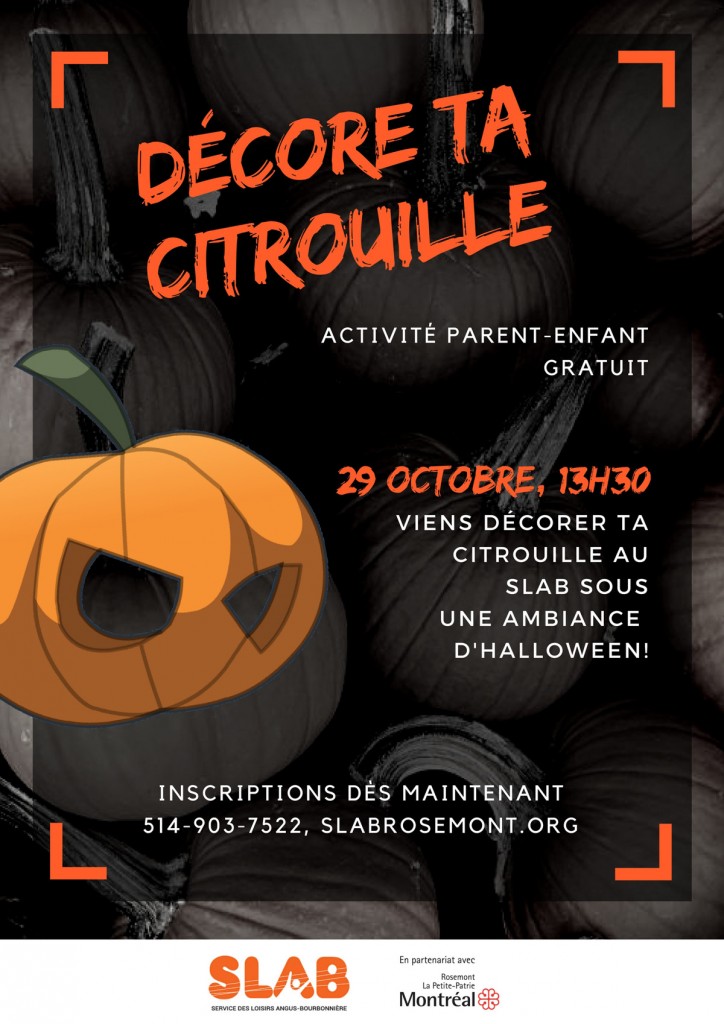 Atelier Halloween - Service des loisirs Angus-Bourbonnière